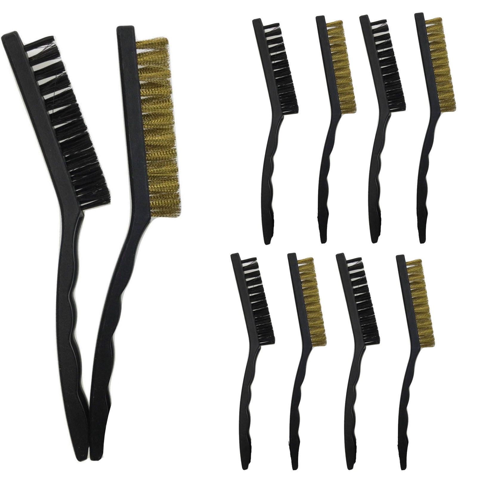 10pcs,LARGE WIRE BRUSH SET Steel Cleaning Brushes Brass Metal Tools 21cm