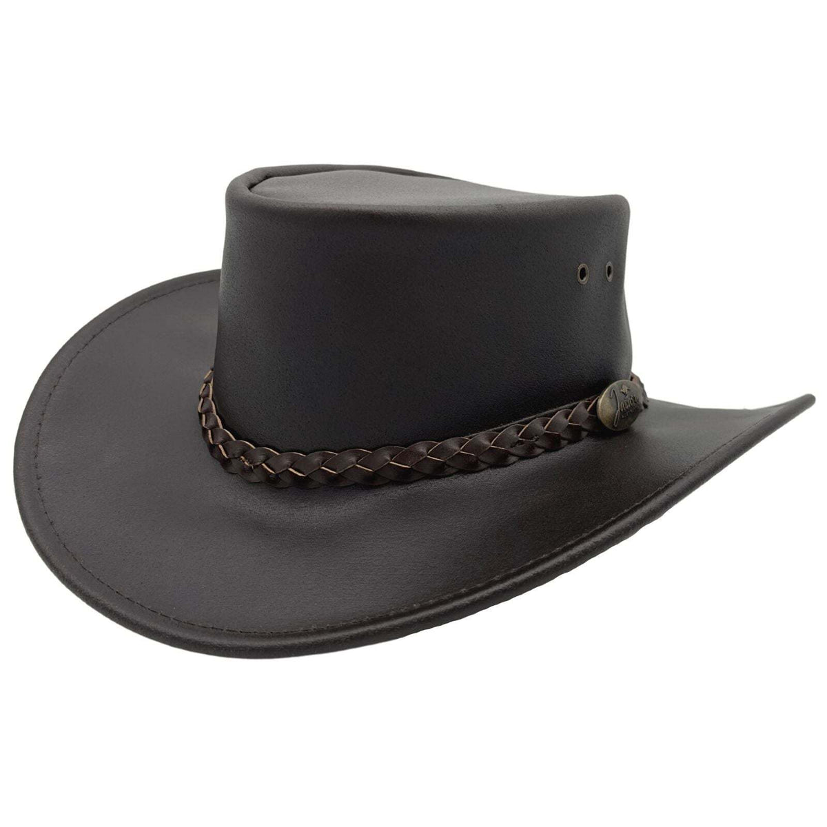 Jacaru 1003 Swagman Leather Outback Wide Brim Hat - Brown – Boutique ...