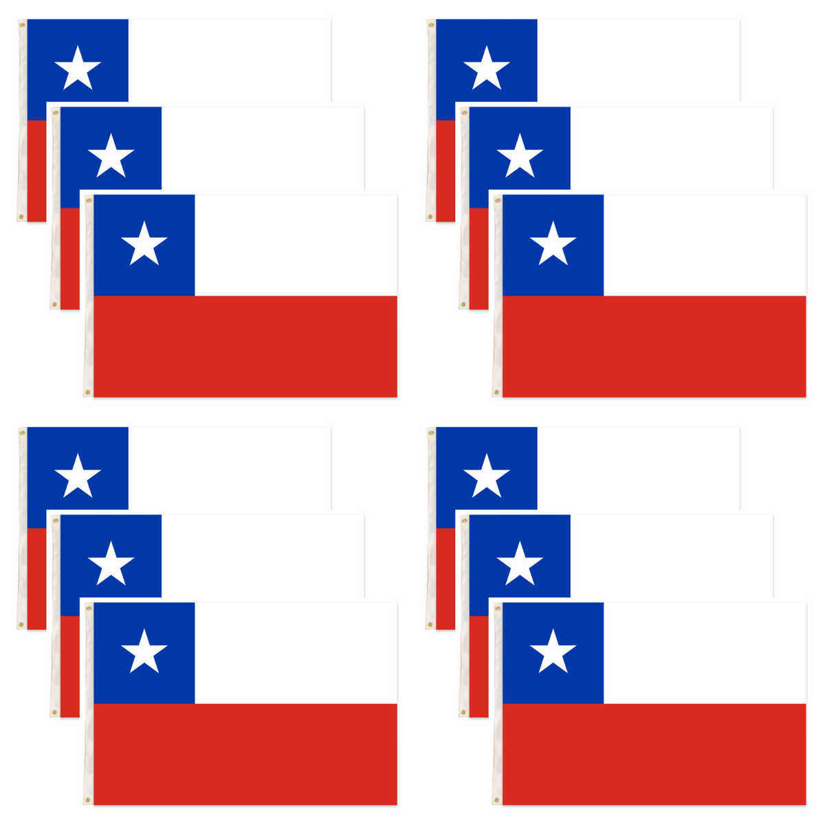 12x Chile Country Flag Bulk - Heavy Duty Chilean Flag (150cm x 90cm ...
