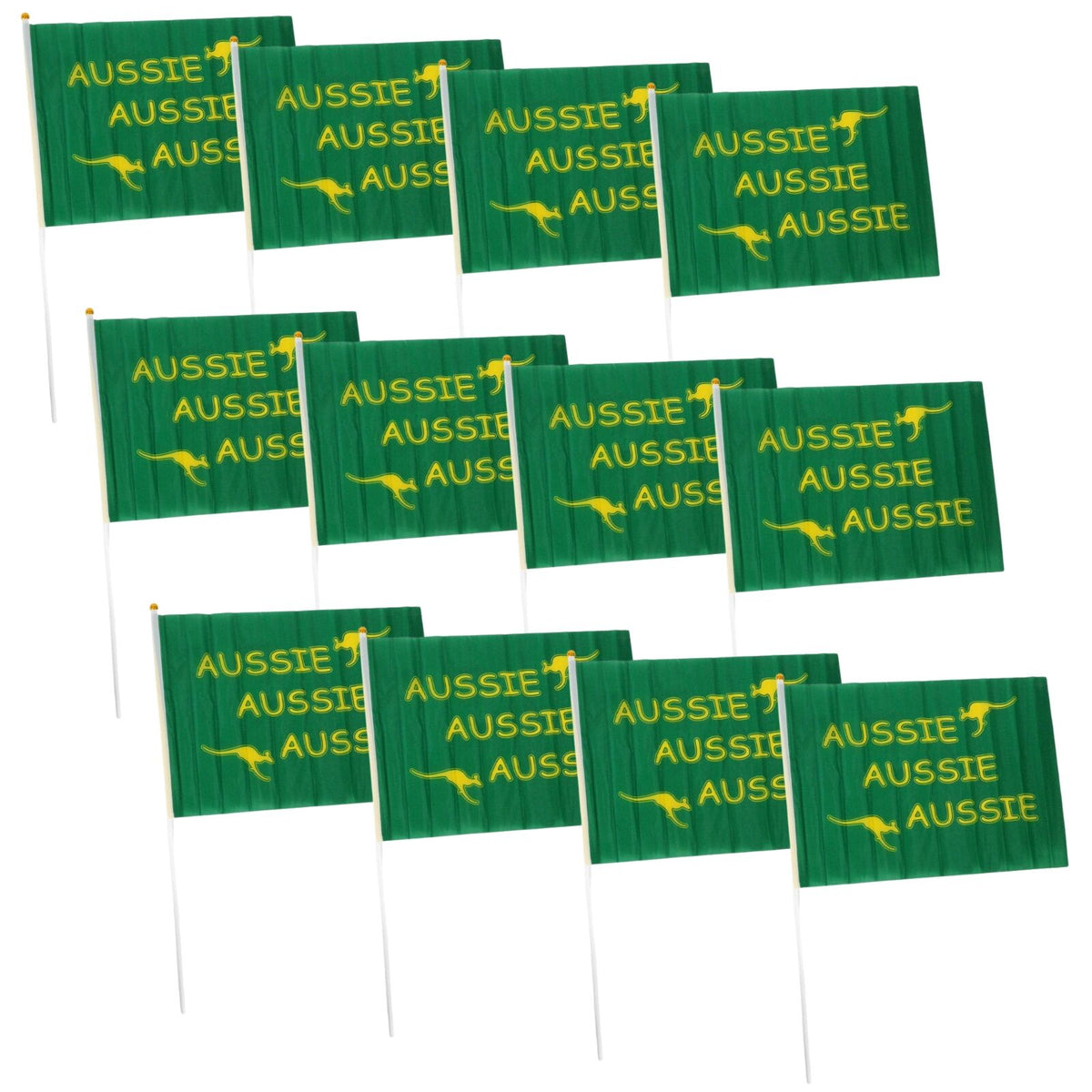 12x Aussie Green Hand Flag Bulk (29x44cm) – Signal Flag for Australia ...