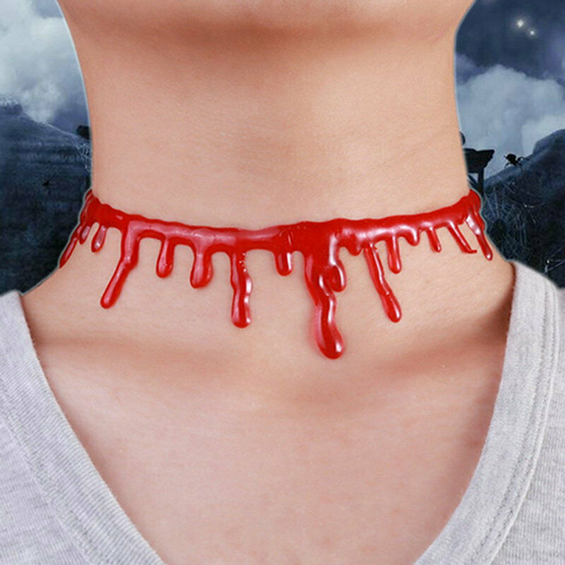 HALLOWEEN NECKLACE Red Drip Blood Choker Gothic Fashion Jewellery ...