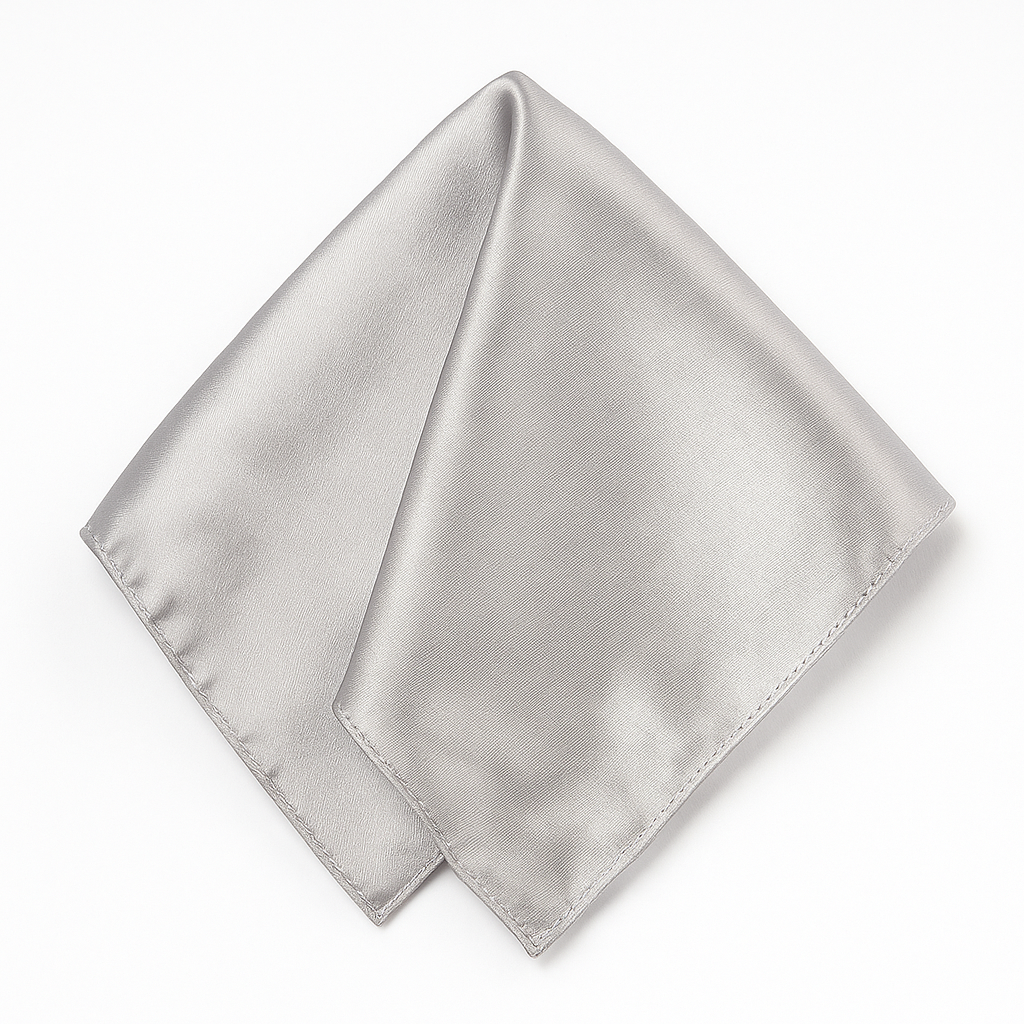 Mens Silver Pocket Square - Satin Handkerchief for Suits/Wedding/Party ...