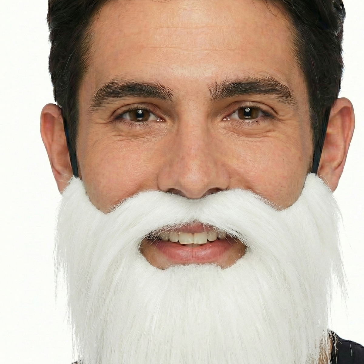White Costume Beard & Moustache - Fake Facial Hair for Parties ...