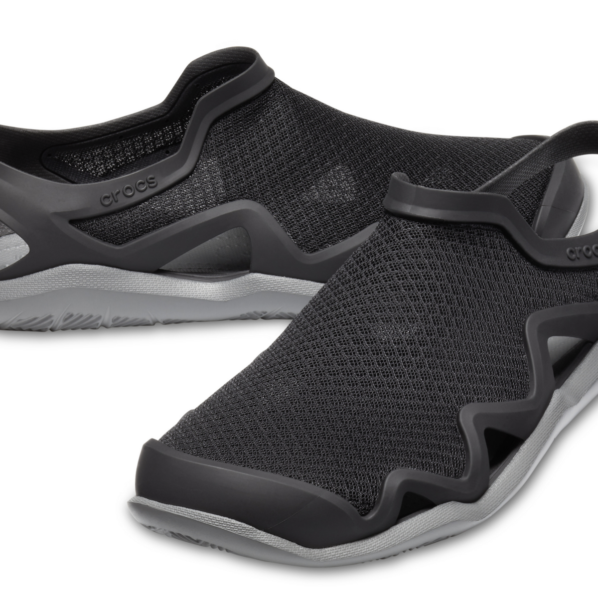 Crocs Swiftwater Mesh Wave Mens Clogs - Black/Slate Grey (Waterproof ...