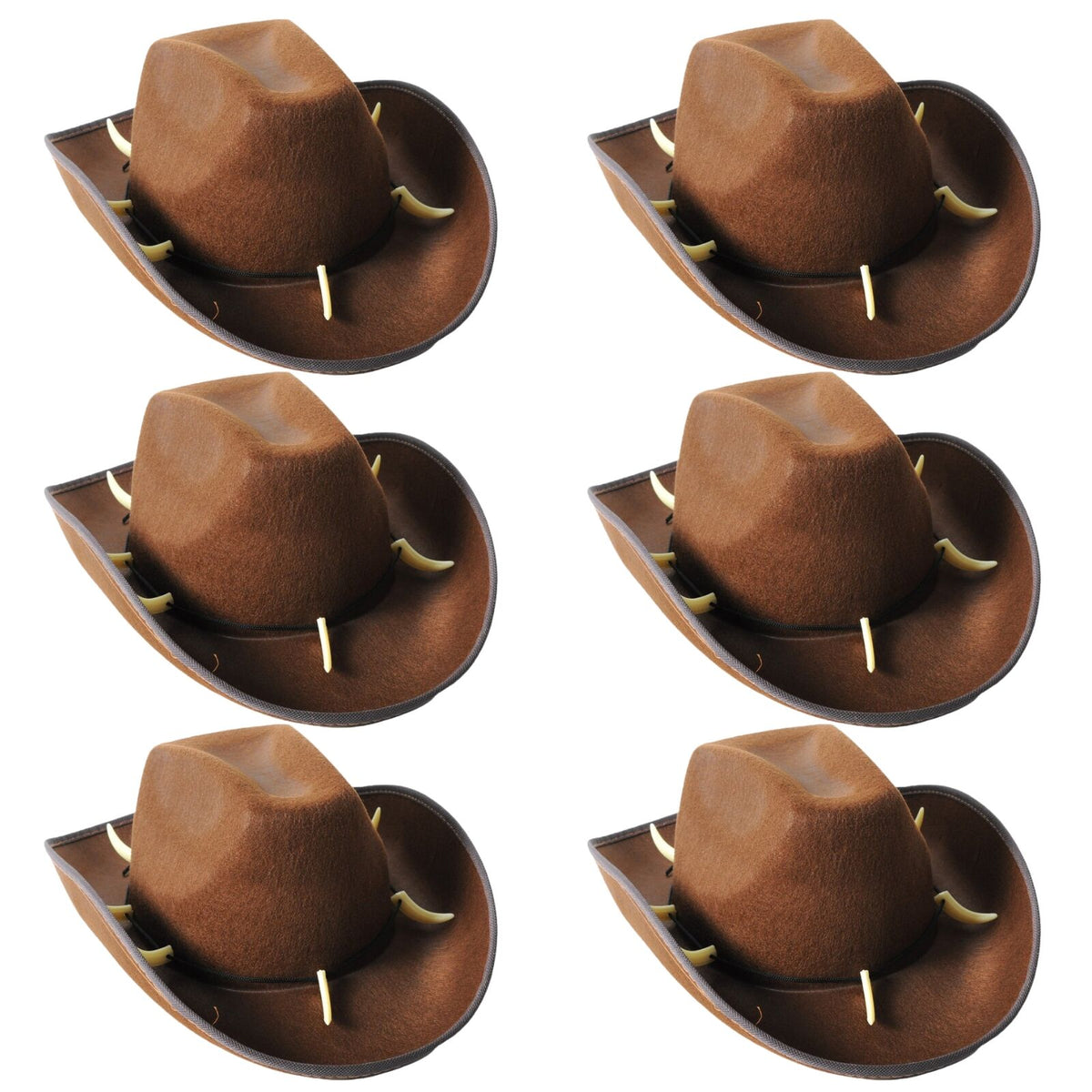 6x Brown Crocodile Dundee-Style Cowboy Hat w/ Adjustable Chin Cord Bulk ...