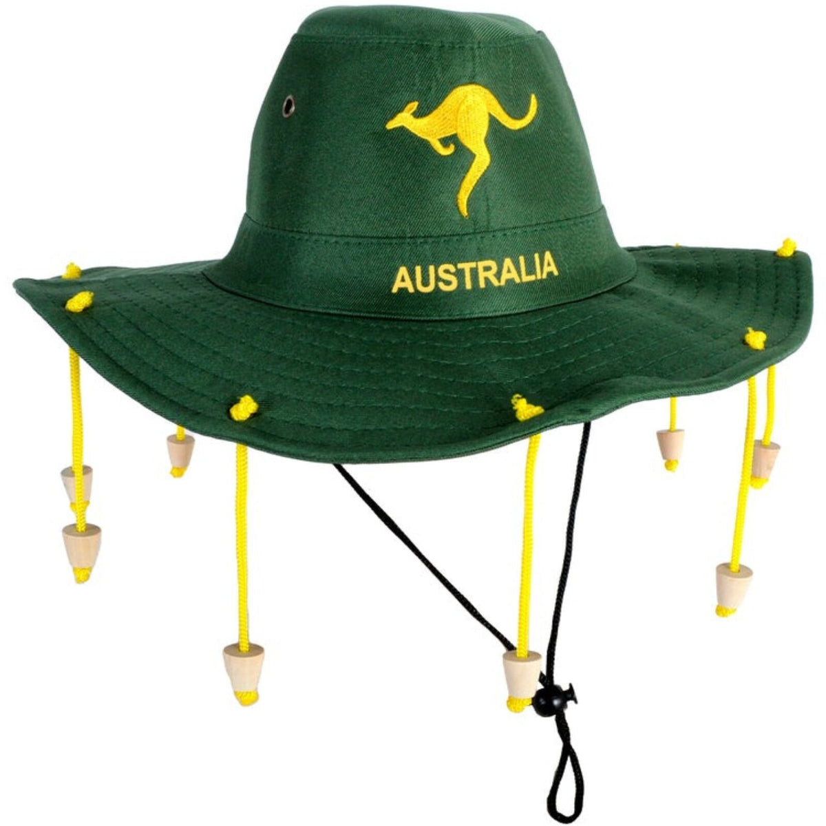 Australian Cork Hat – Green w/ Gold Kangaroo Embroidery – Boutique Retailer