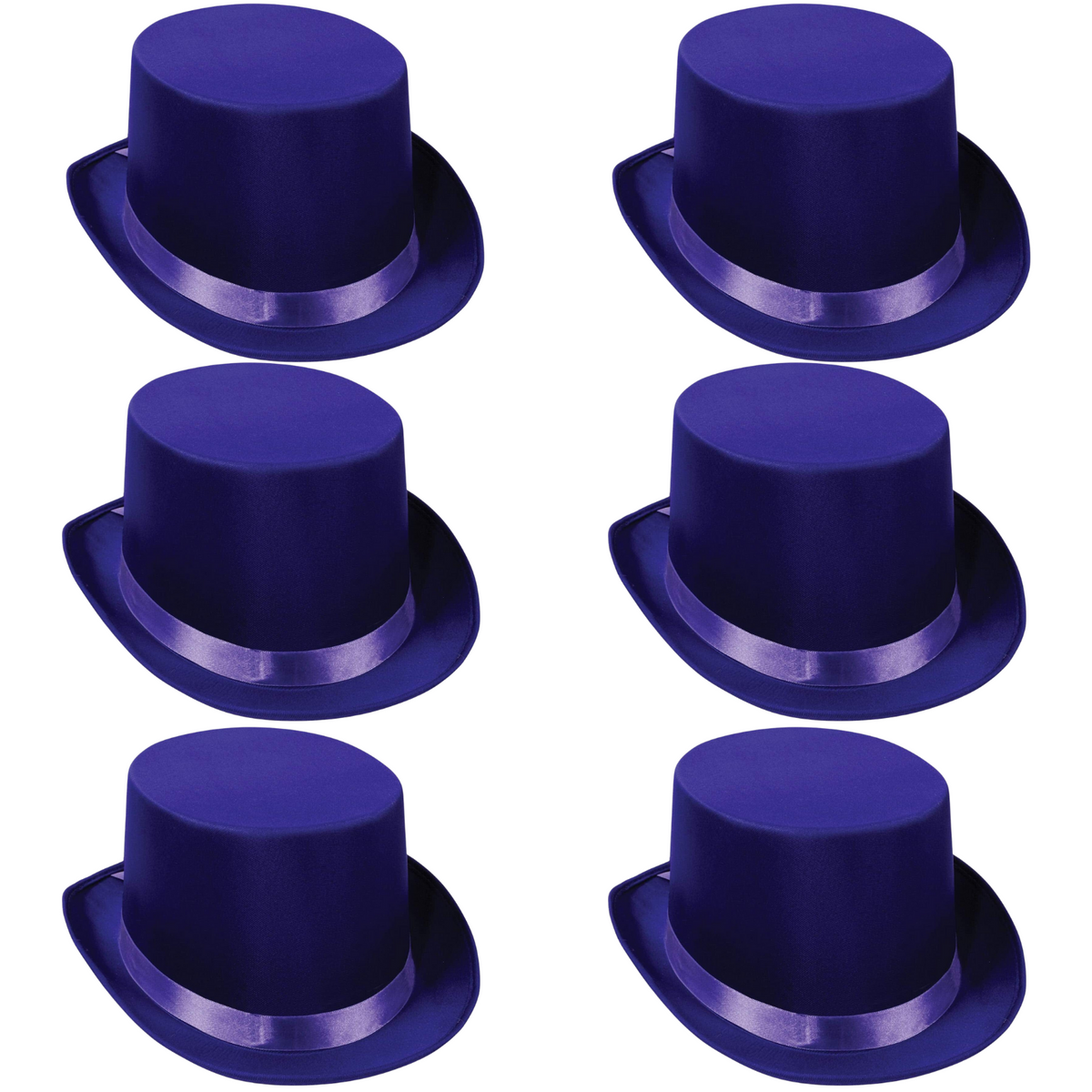6x Purple Satin Top Hat Bulk Pack - Dance Costume/Fancy Dress Party ...