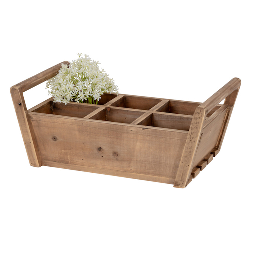 Timber 6-Square Trug Garden Basket - Brown (Plant & Flower Holder ...