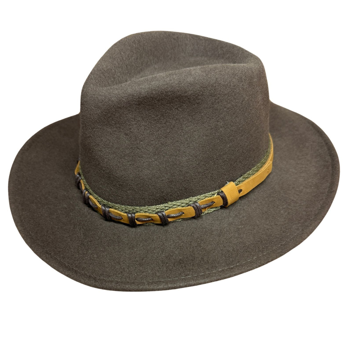 100% Wool Felt Western Cowboy Hat with Leather/Hessian Trim in Brown ...