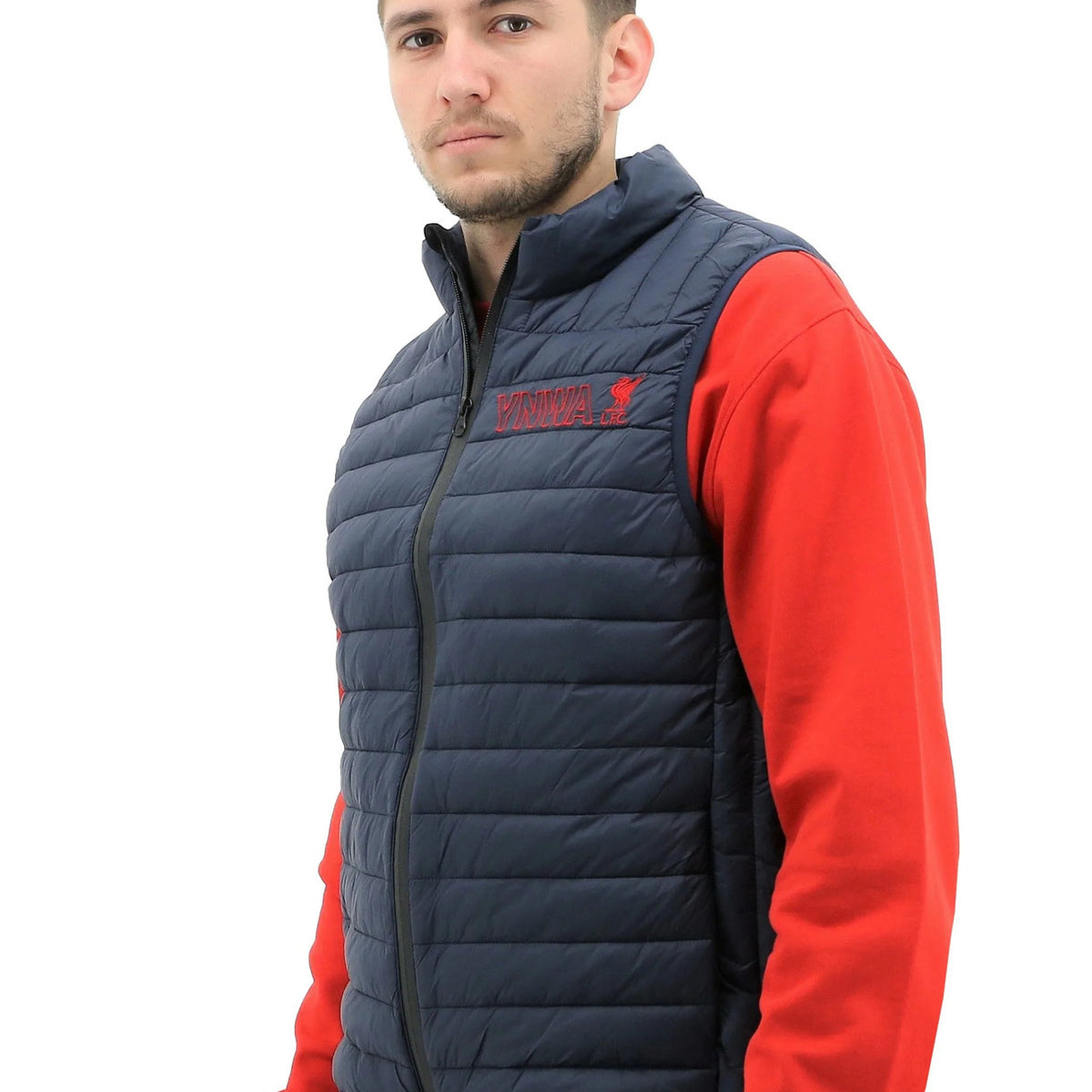 Liverpool FC Mens Official LFC Puffer Vest Jacket YNWA LFC - Navy ...
