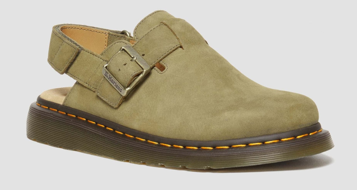 Dr. Martens Jorge II Sling Back Clogs (Nubuck Slip On Sandals) - Olive ...