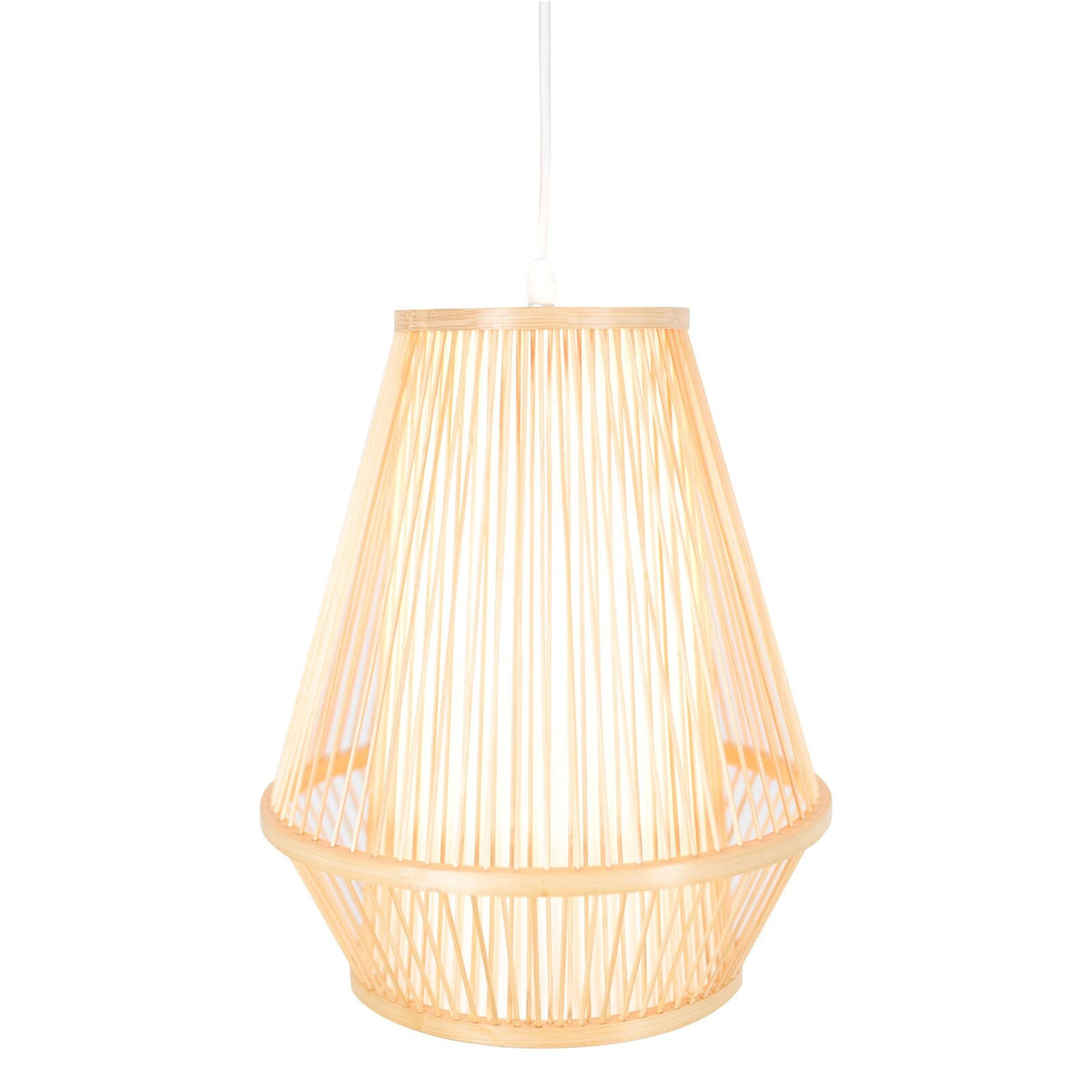 Natural Woven Bamboo Empire Pendant Lamp - Boho Tropical Hanging Light ...