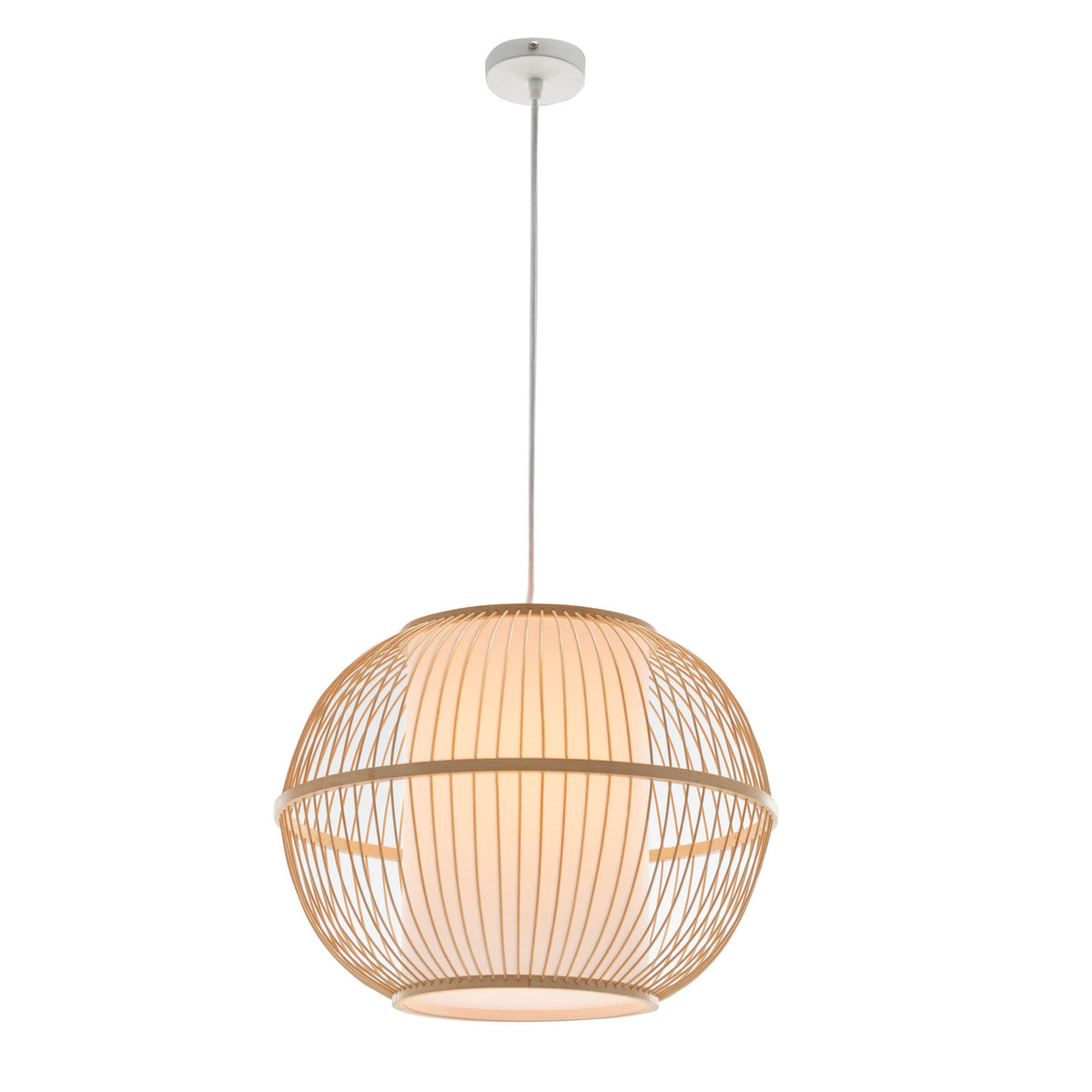 Natural Woven Bamboo Sphere Pendant Lamp - Boho Tropical Hanging Light ...