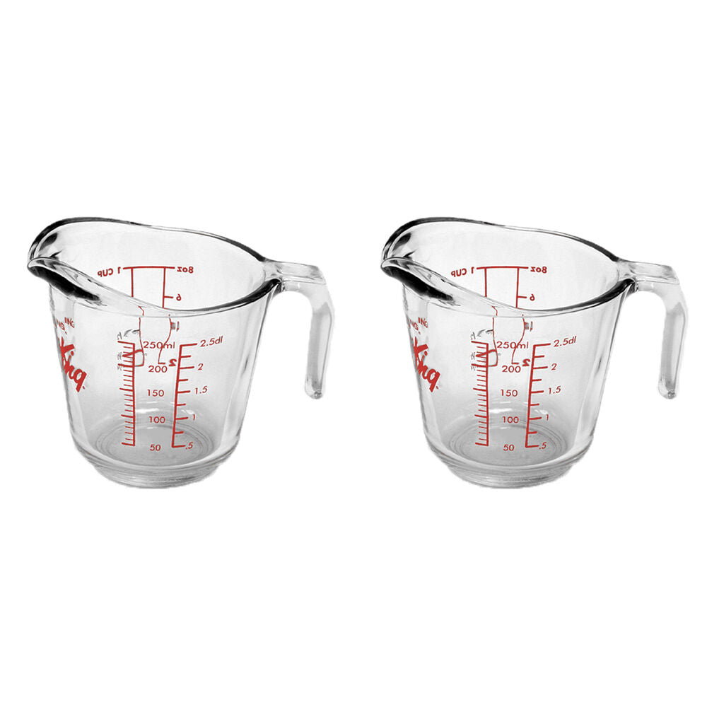 2x Anchor Hocking 250ml/1-Cup Glass Small Measuring Jug - Clear ...