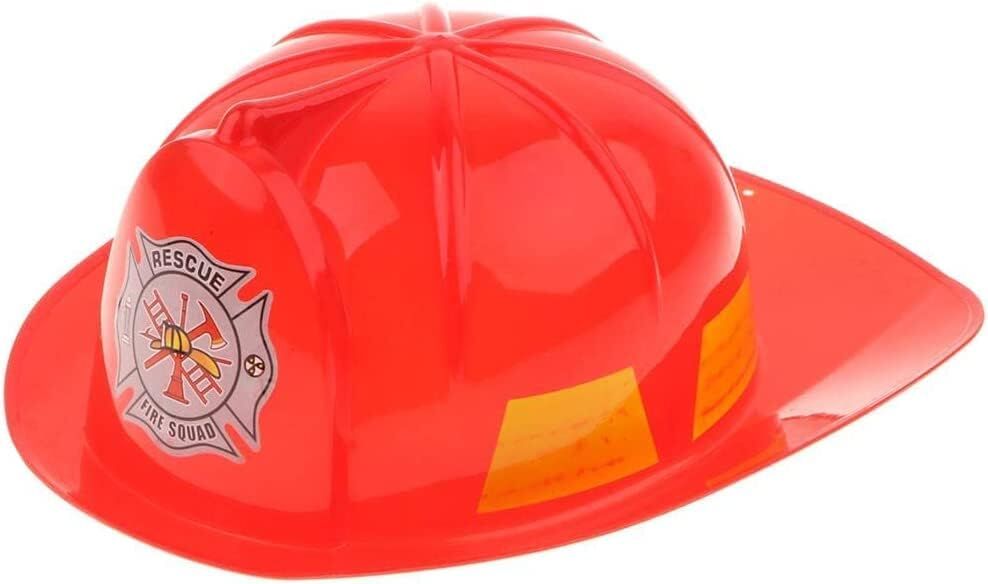 Red Plastic Kids Fireman Helmet - Fire Chief Dress Up Costume ...