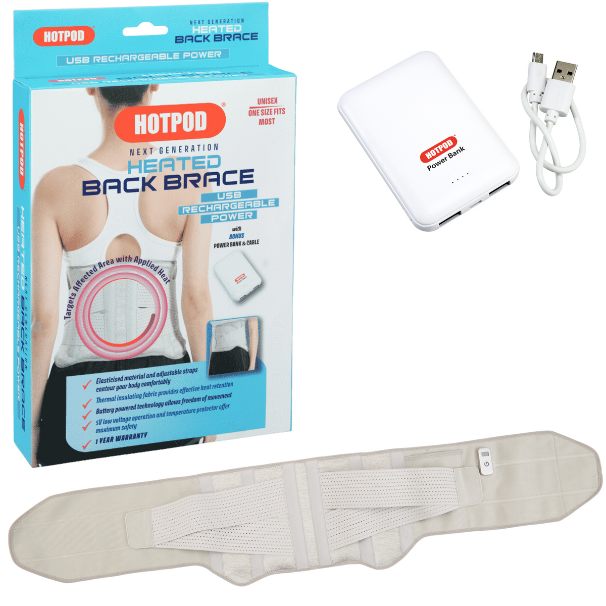 Hotpod Heated Lumbar Back Brace - Pain Relief & Posture Support ...