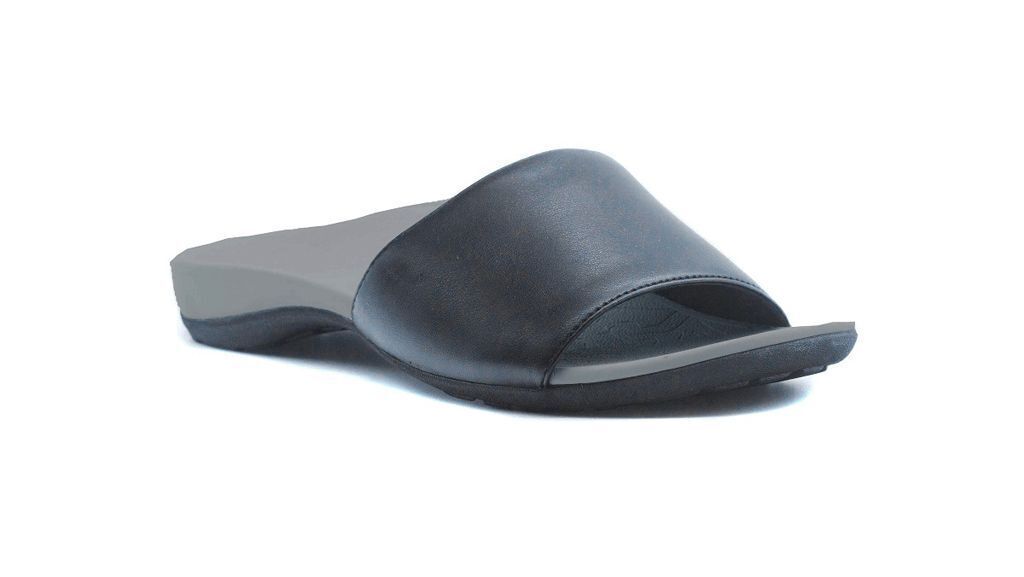 Axign Becky Elastic Orthotic Slides Thongs Flip Flops - Black ...