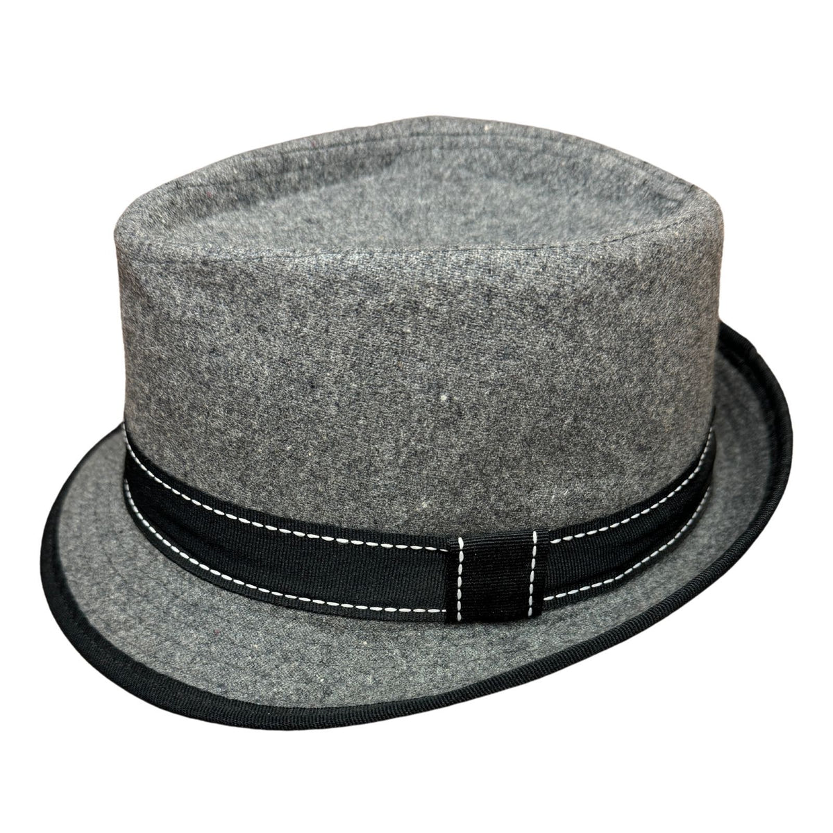 Blake Charcoal Herringbone Pork Pie Trilby Hat with Stingy Brim Grey S ...