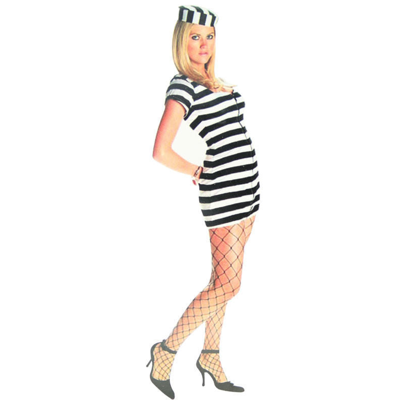 Womens Prisoner Costume - Black & White Jail Convict (Halloween & Fancy ...