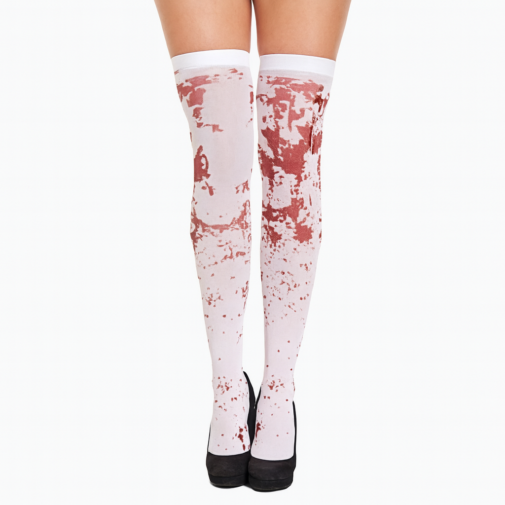 Stained Fake Red Blood Over The Knee Socks - Halloween Costume ...