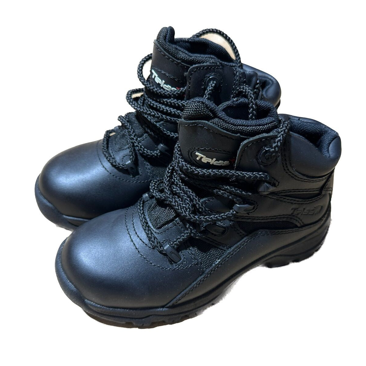 Telas Ankle Cut Leather Combat Boots - Black (EEE Width w/ Side Zip ...