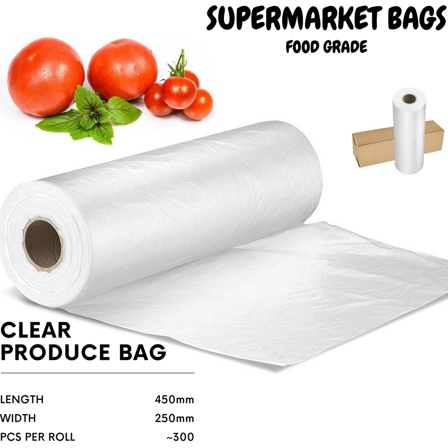 1x Produce Roll Bags - Heavy Duty Food Grade Freezer/Supermarket Bag ...