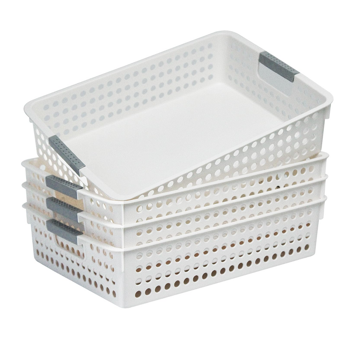 36x Plastic Storage Baskets Bulk w/ Grip Handles - 26.5x17.2x7.3cm ...