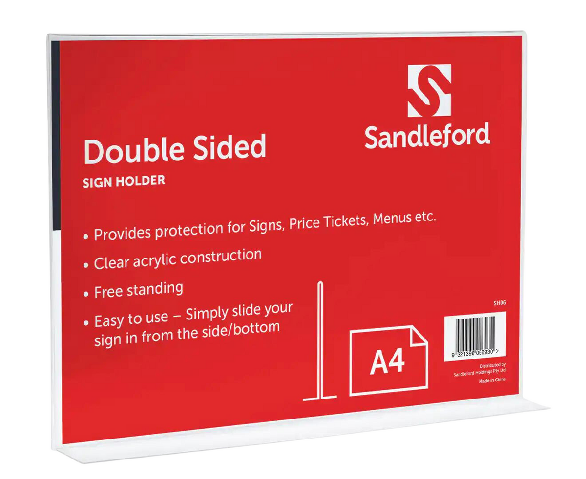 Sandleford Double Sided Sign Holder - T-Shape A4 Protection for Menus ...