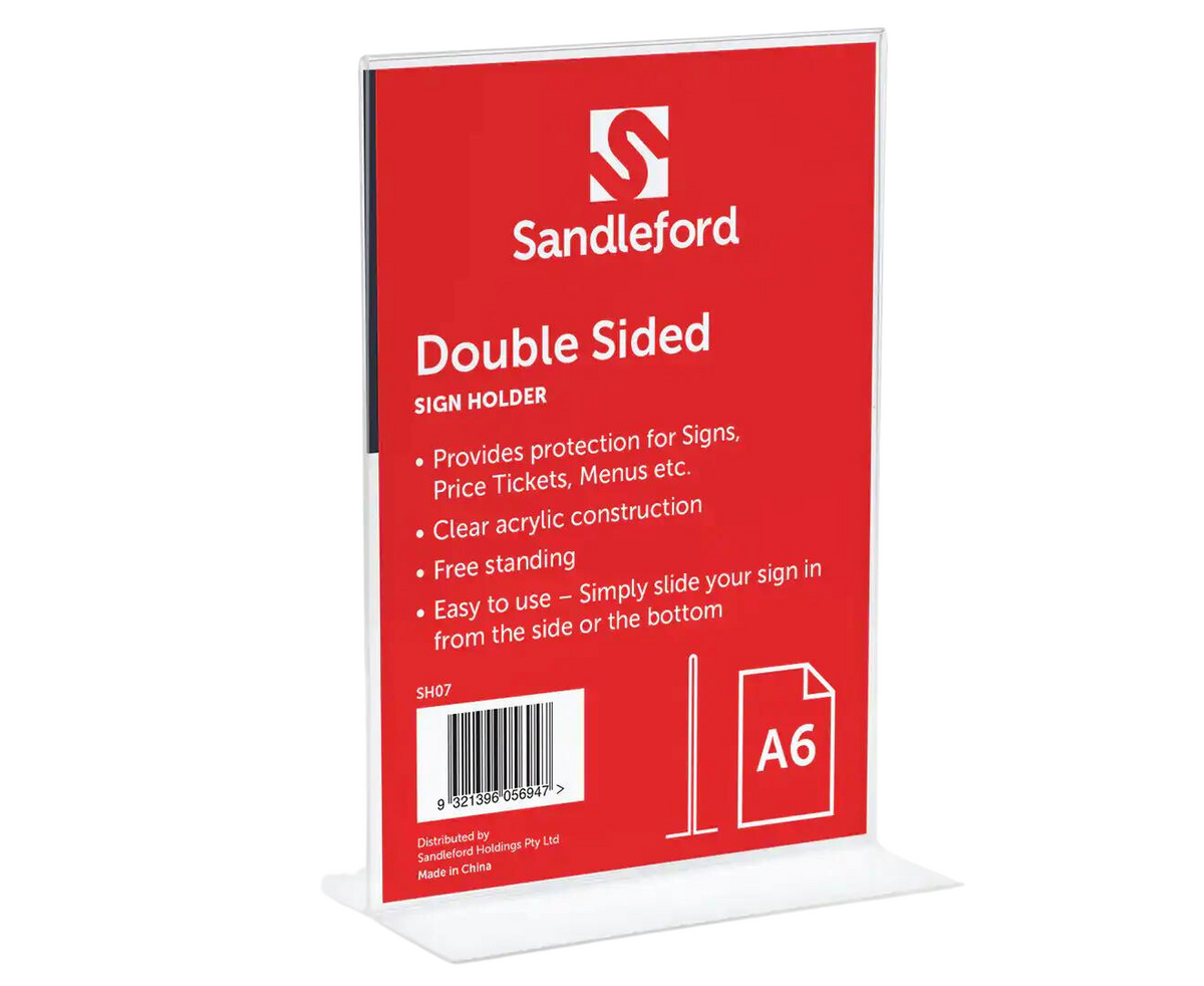 Sandleford A6 Double-Sided T-Shape Sign Holder - Portrait (10.6x4x15 ...