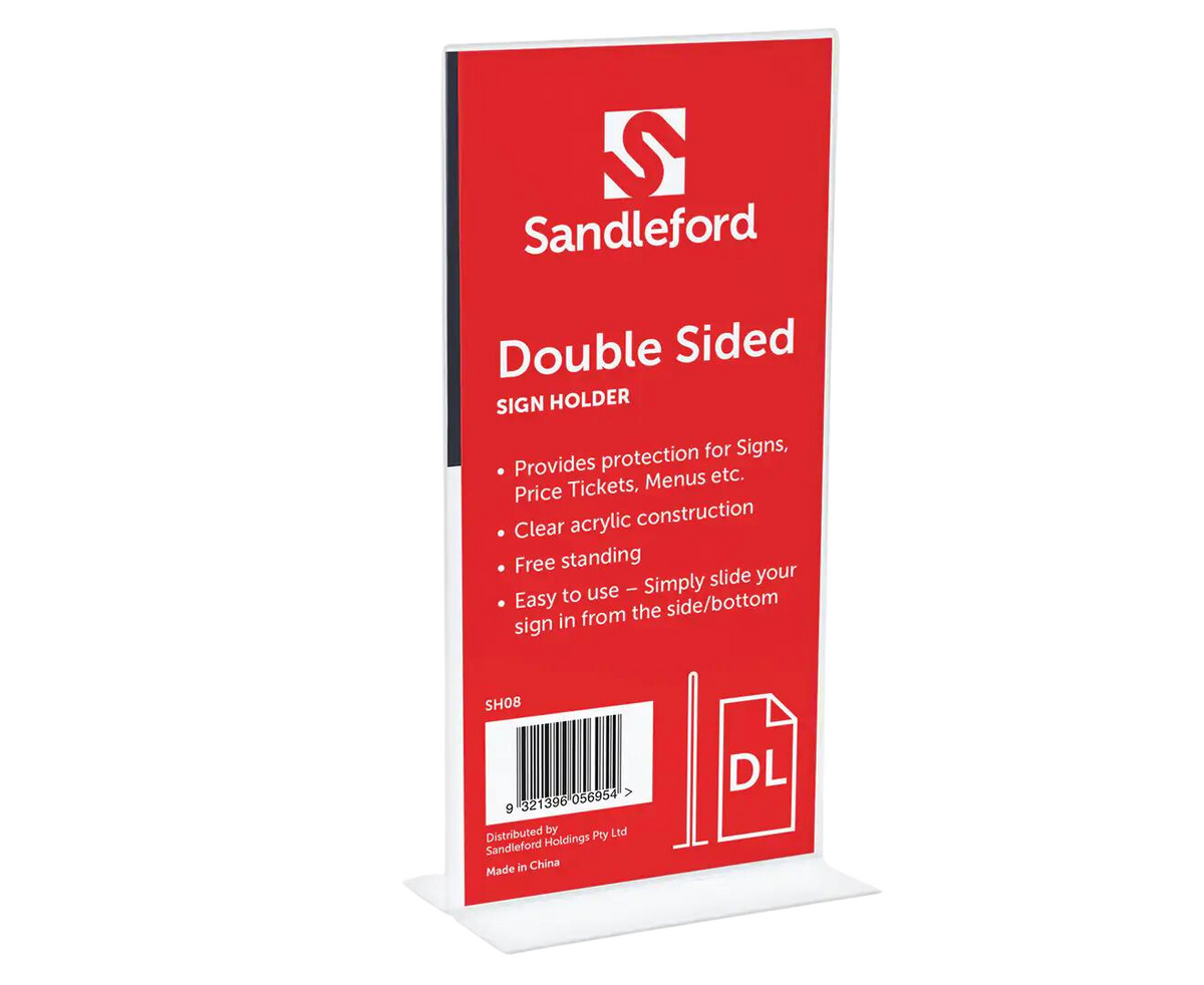 Sandleford DL Double-sided T-Shape Sign Holder Portrait W11cm x D8cm x ...