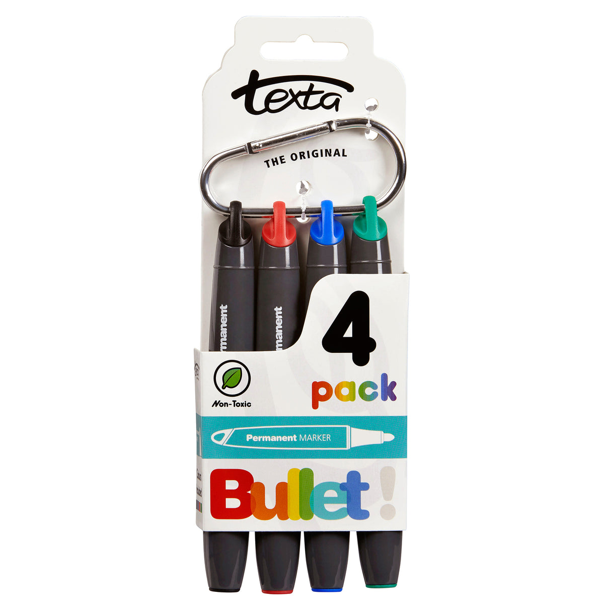 1 x 4pk Texta Permanent Markers 1mm Bullet Nib - Assorted Colours ...